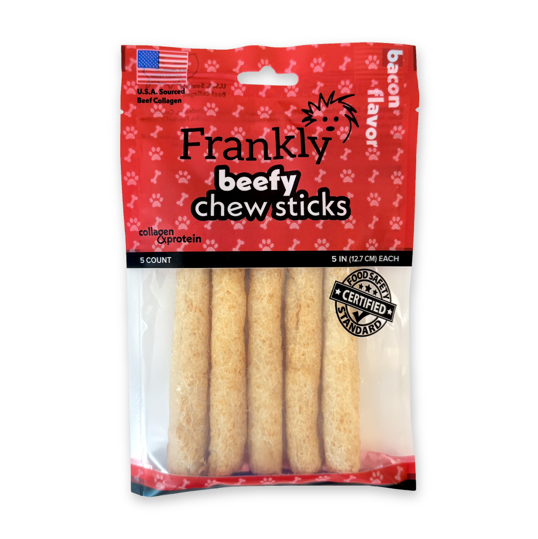Frankly Pet Collagen Beefy Chew Stick Bacon Flavor - 5 Pack