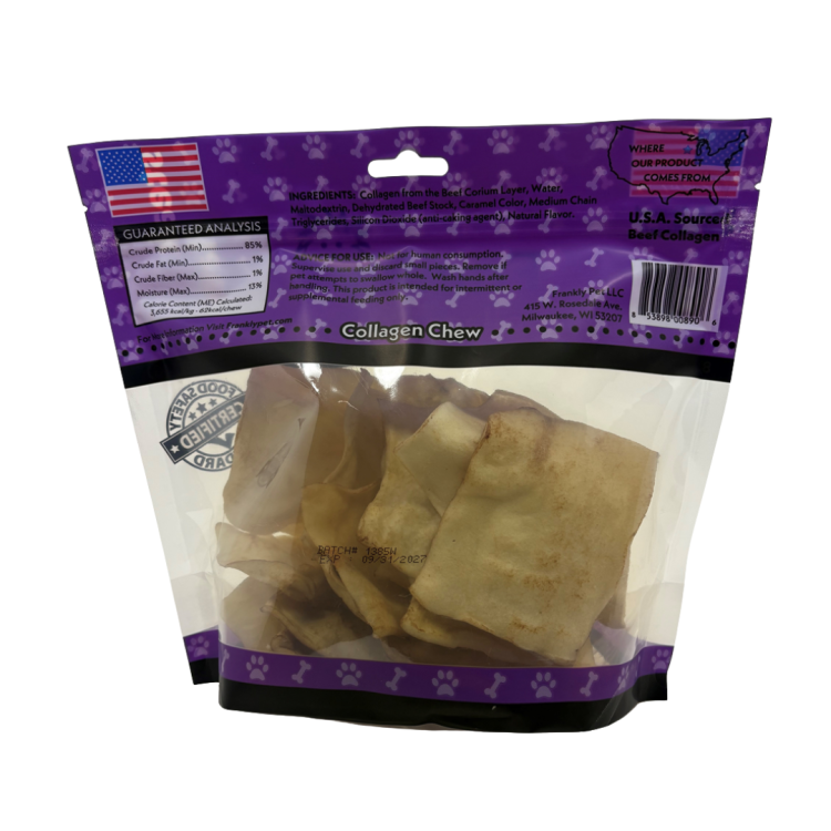 Frankly Pet Beef Collagen Chew Chips Steak Flavor – 8oz Bag - Mickeys ...